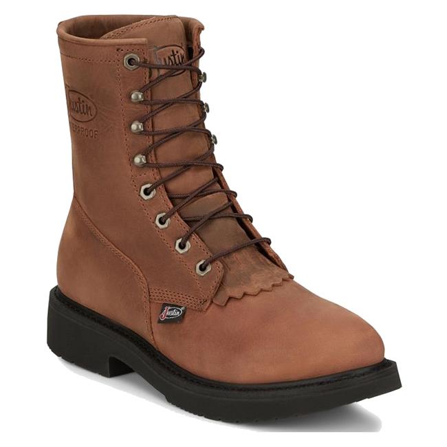Men's Justin 8" Livestock Waterproof Round Toe Boots | WorkBoots.com